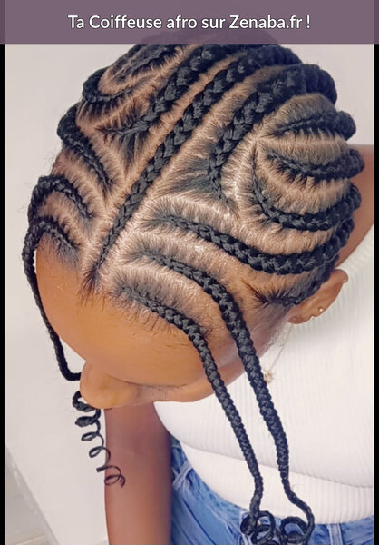 Tresses collées avec design Femme (Cyn's braids style ) - Coiffure Afro ...